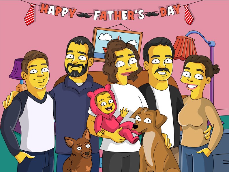 Custom Dad Portrait . Simpsons Daddy Portrait. Fathers Day Portrait ...