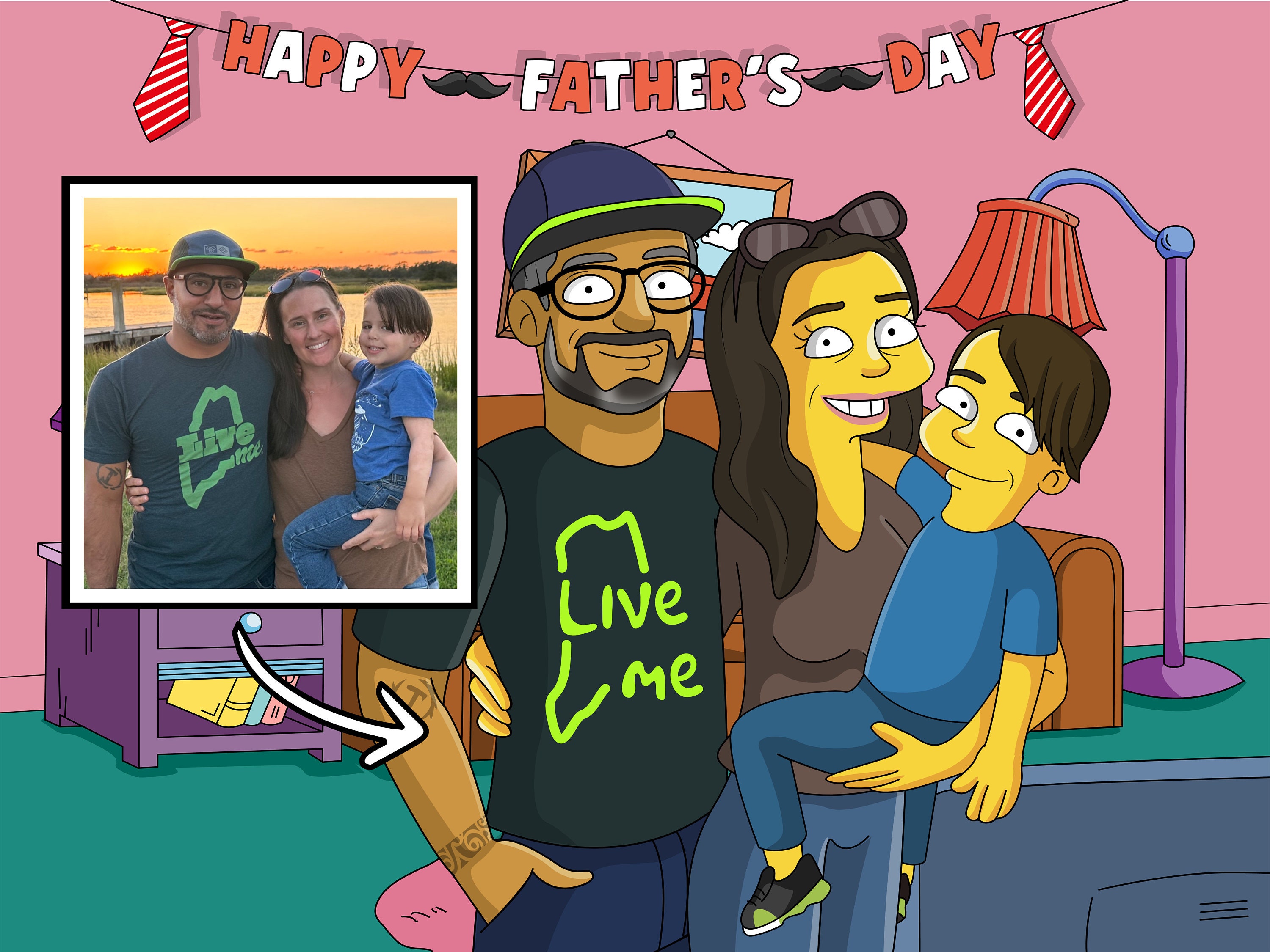 Custom Dad Portrait . Simpsons Daddy Portrait. Fathers Day Portrait ...