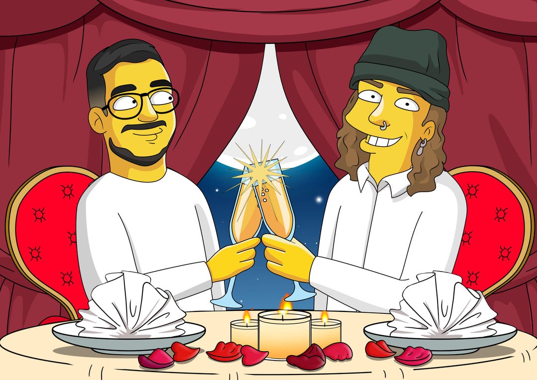 Custom Simpsons Portrait for Valentines Day Personalized Illustration ...