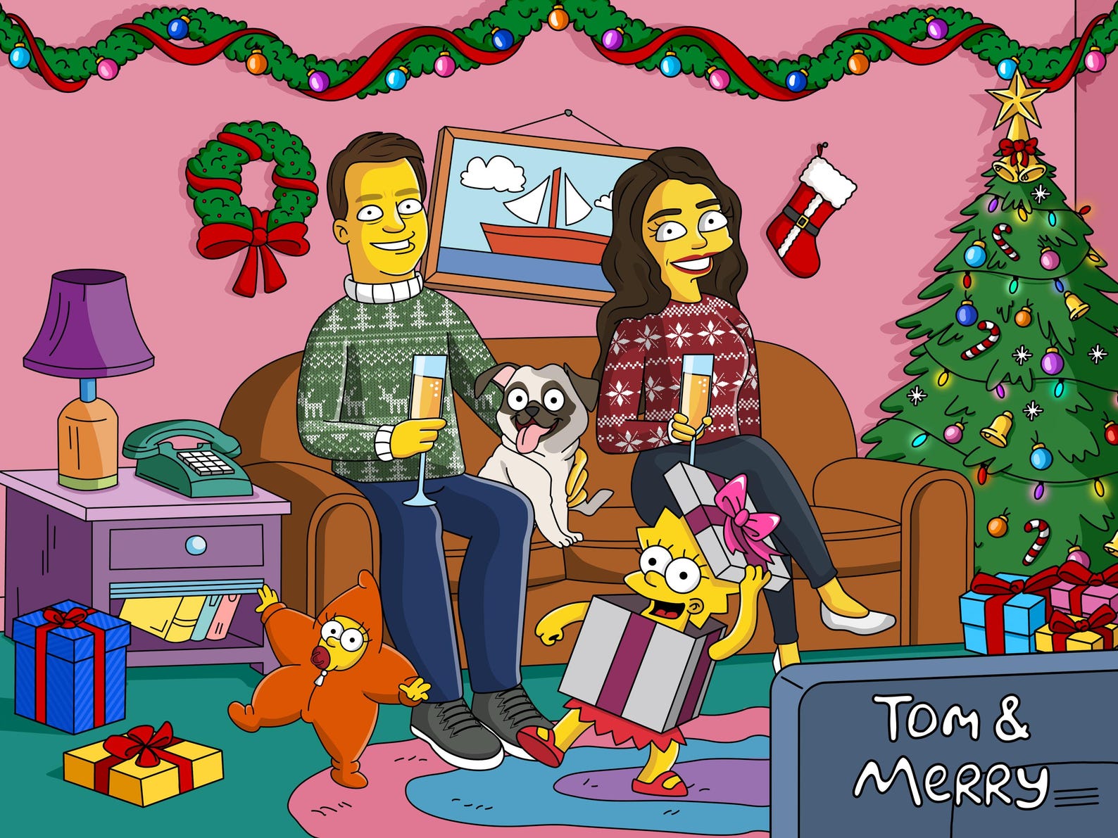 Personalized Simpsons Family Portrait, Custom Christmas Art (digital ...