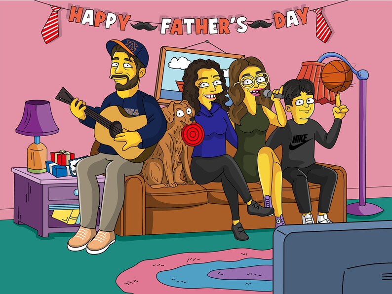 Custom Dad Portrait . Simpsons Daddy Portrait. Fathers Day Portrait ...