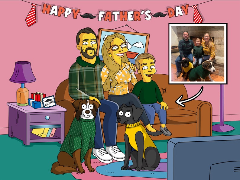Custom Dad Portrait . Simpsons Daddy Portrait. Fathers Day Portrait ...