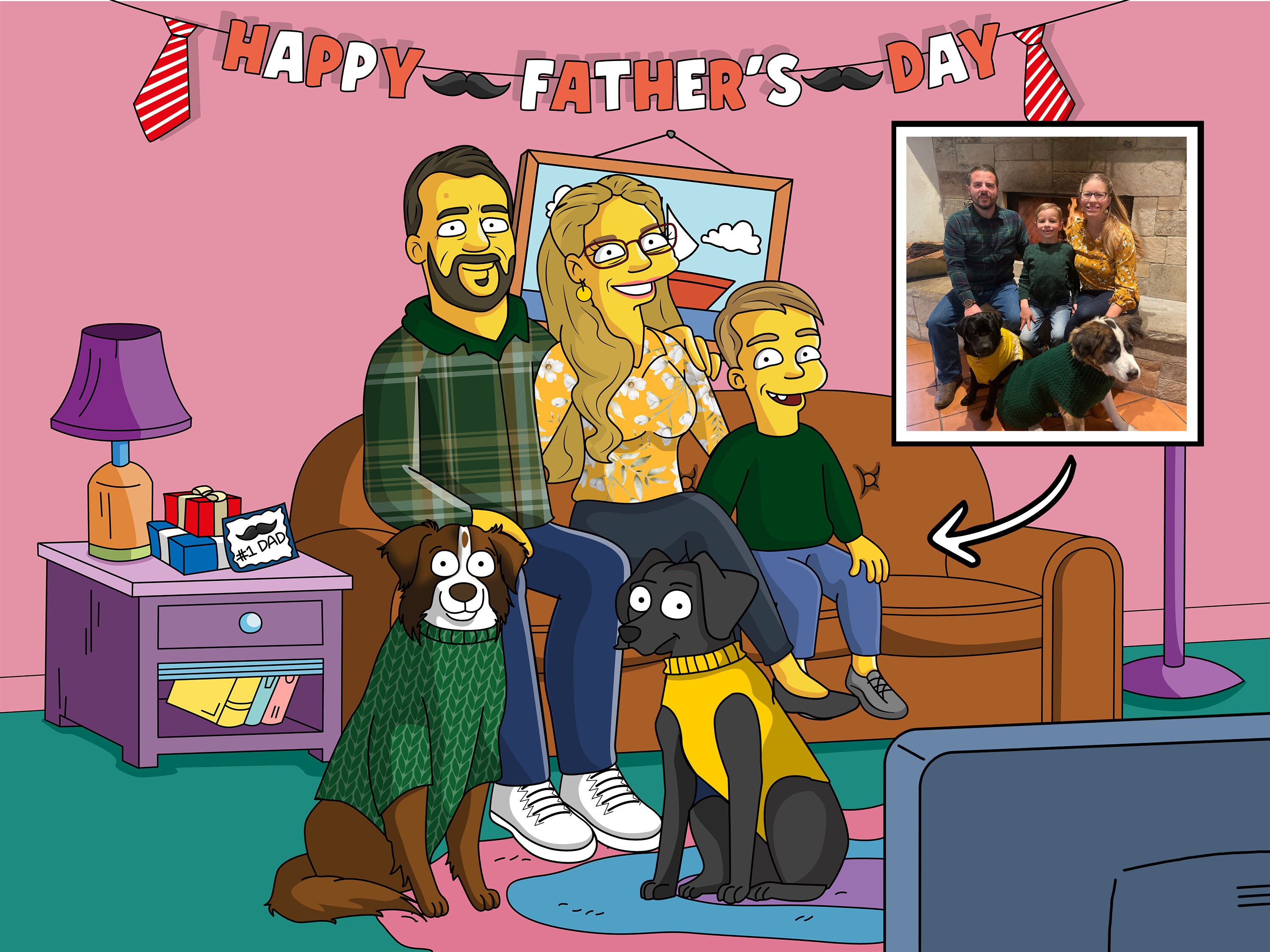Custom Dad Portrait . Simpsons Daddy Portrait. Fathers Day Portrait ...