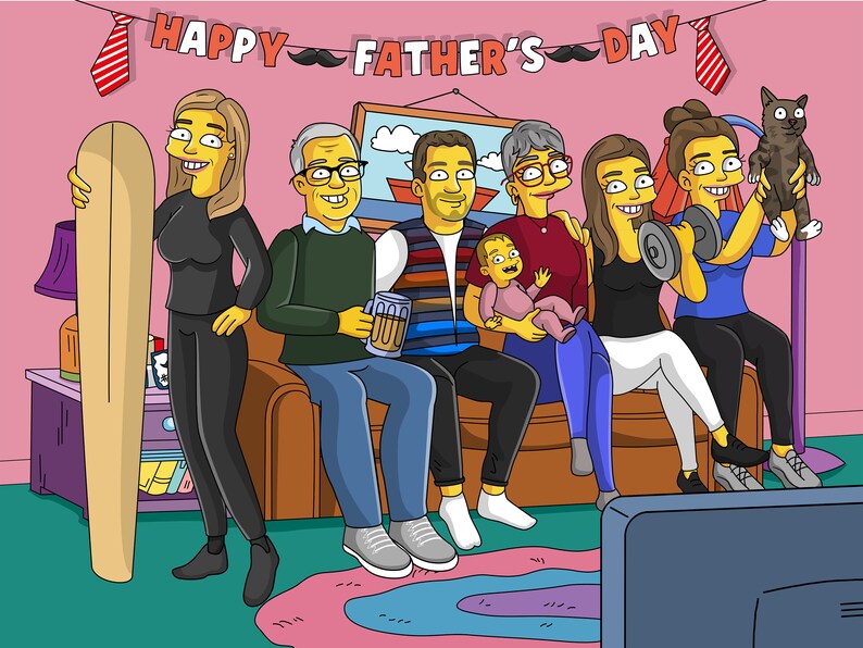 Custom Dad Portrait . Simpsons Daddy Portrait. Fathers Day Portrait ...