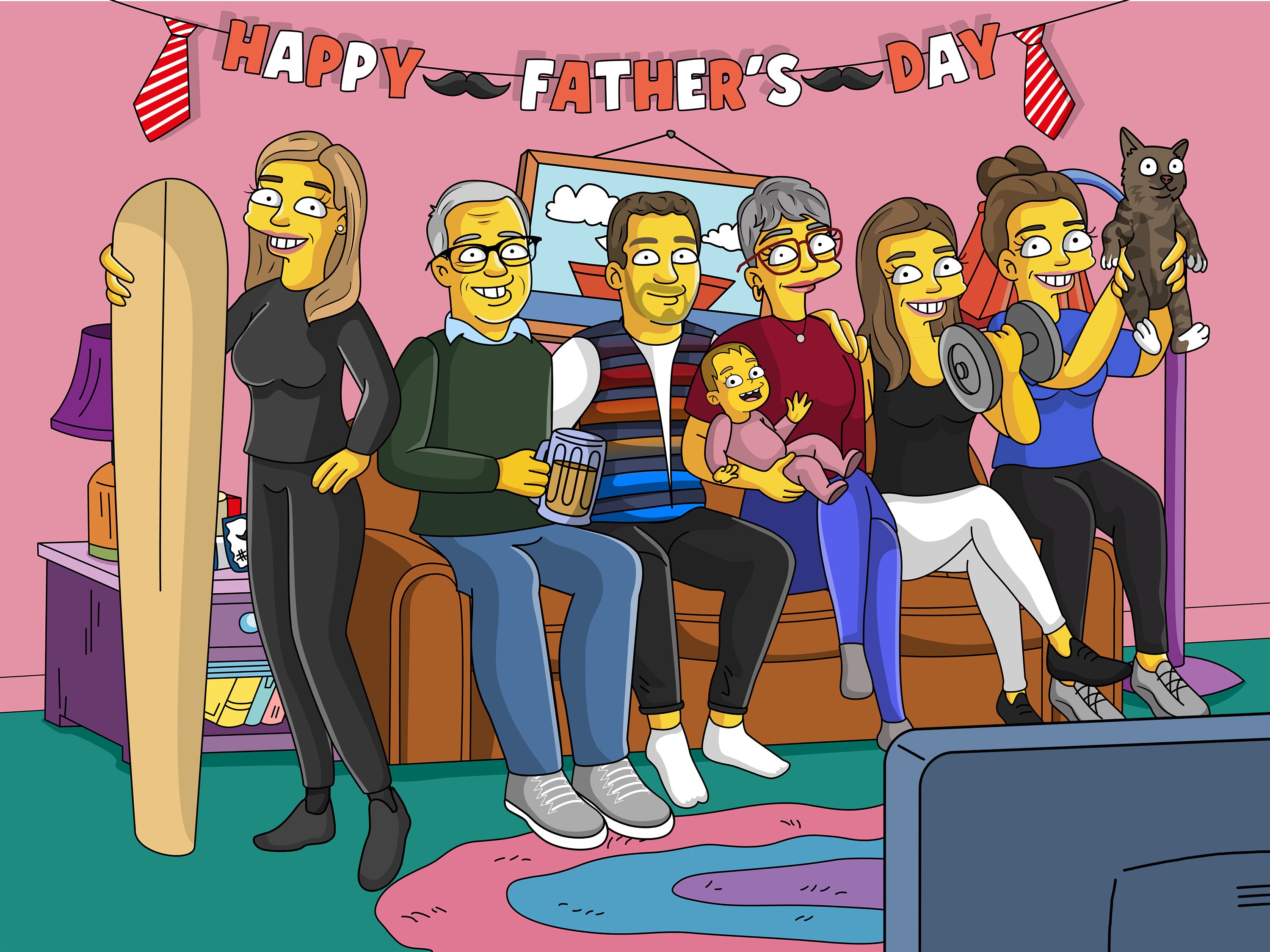 Custom Dad Portrait . Simpsons Daddy Portrait. Fathers Day Portrait ...