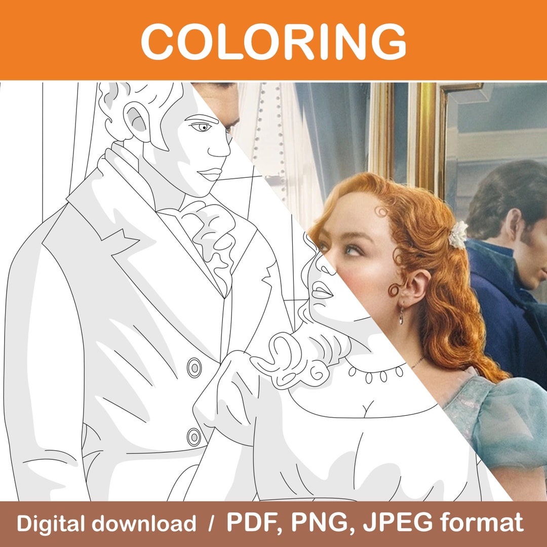 Coloring Page Penelope Featherington and Colin Bridgerton, Art ...
