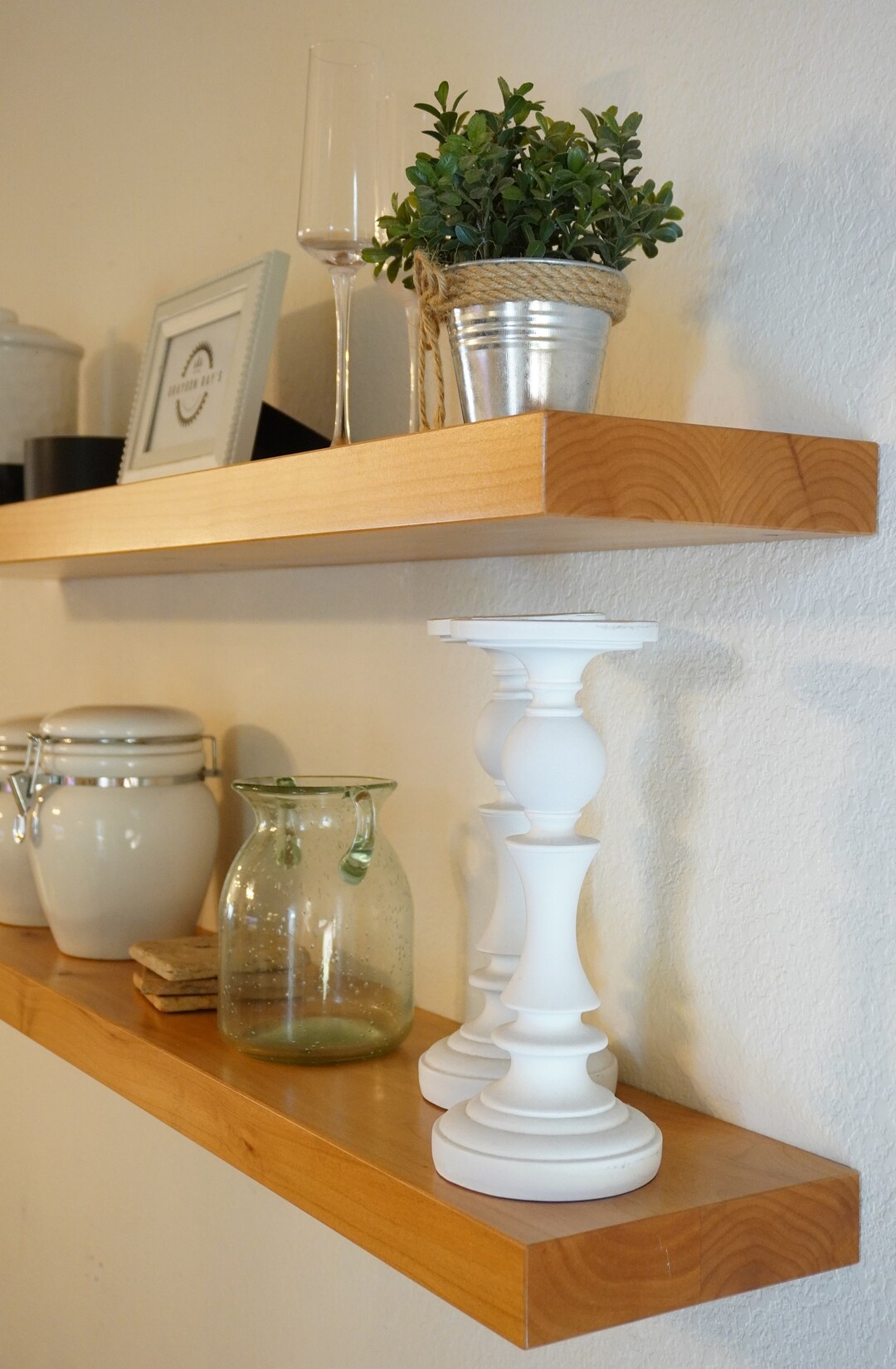 Reinforced Rustic Wall Shelf- Thick Alder Floating Shelf With Hidden ...