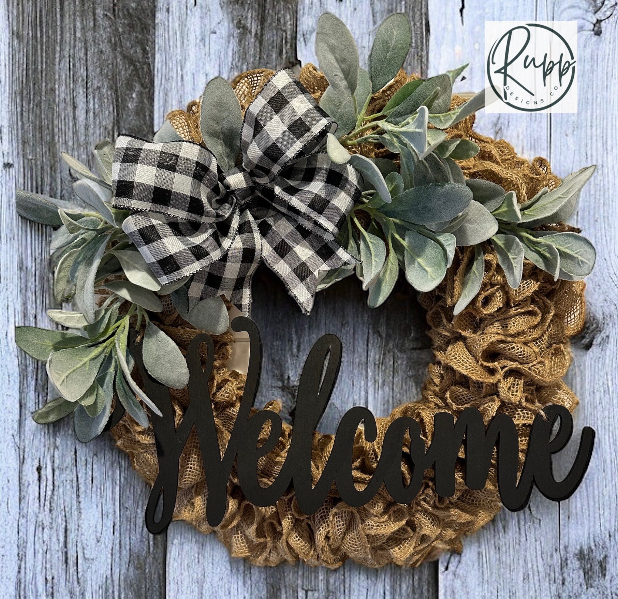 Front Door Wreath, Farmhouse Wreath, Burlap Wreath, Letter Wreath ...