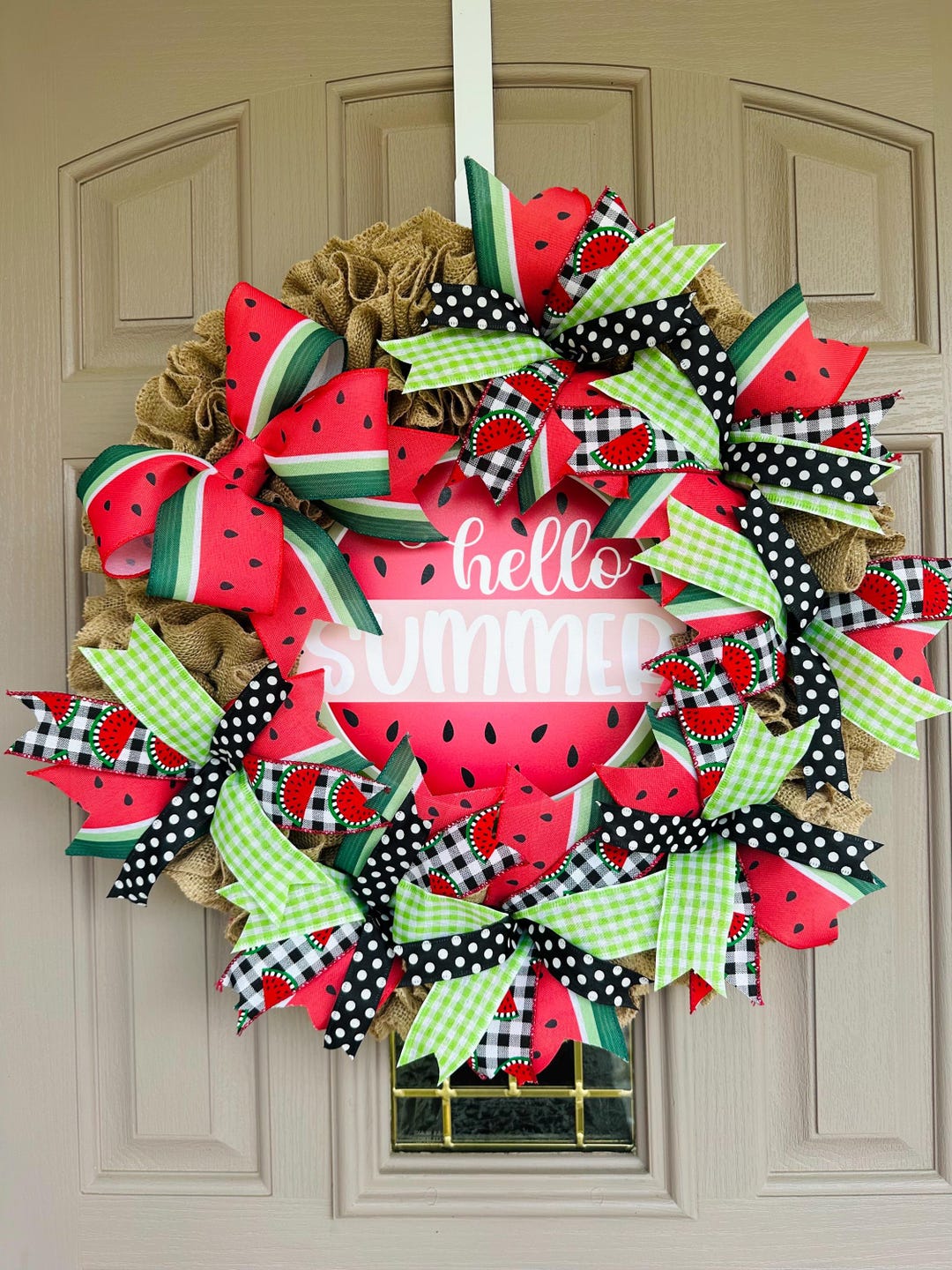 Summer Watermelon Wreath Hello Summer Burlap Wreath Front Door