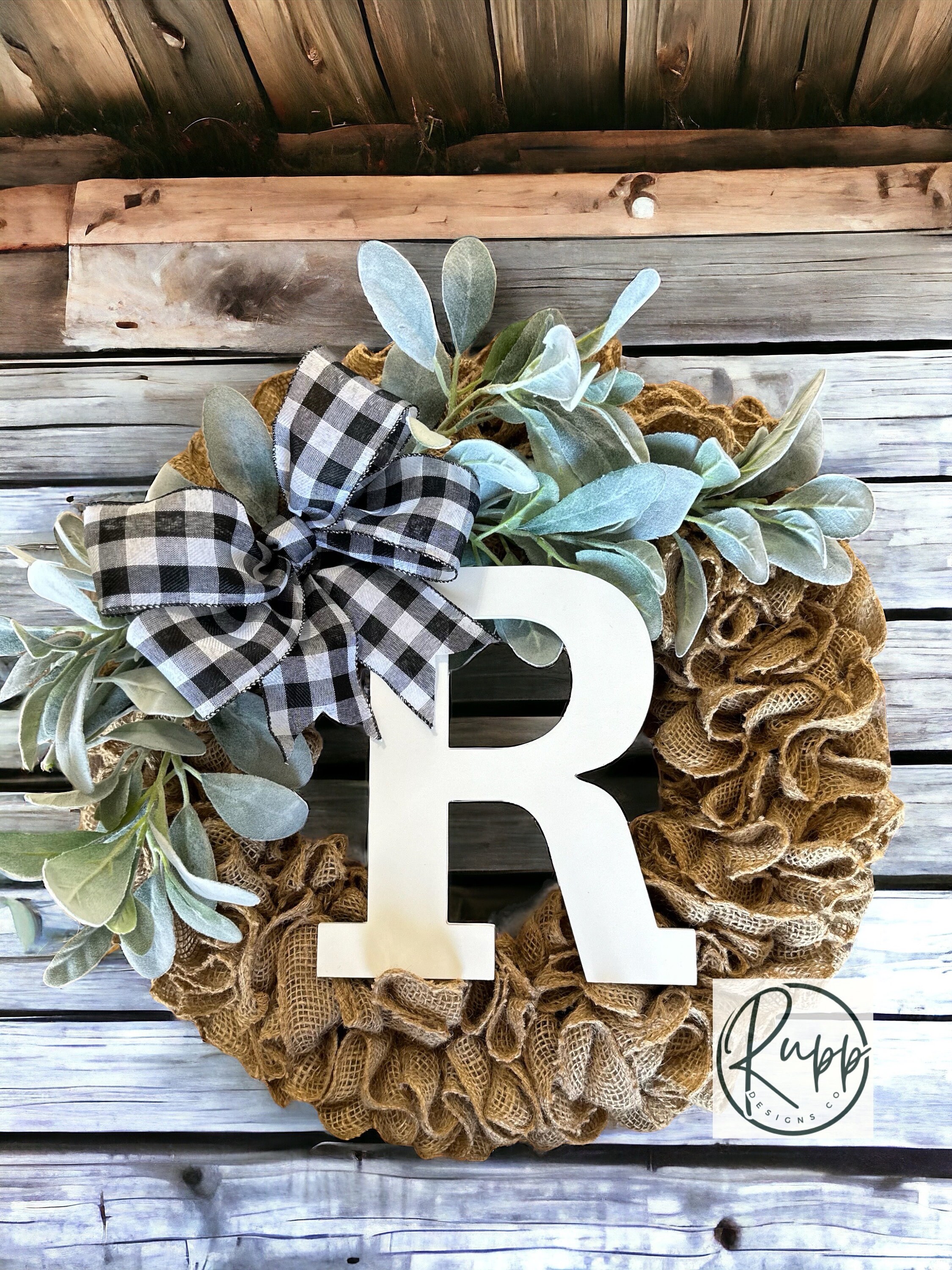 Front Door Wreath, Farmhouse Wreath, Burlap Wreath, Letter Wreath ...