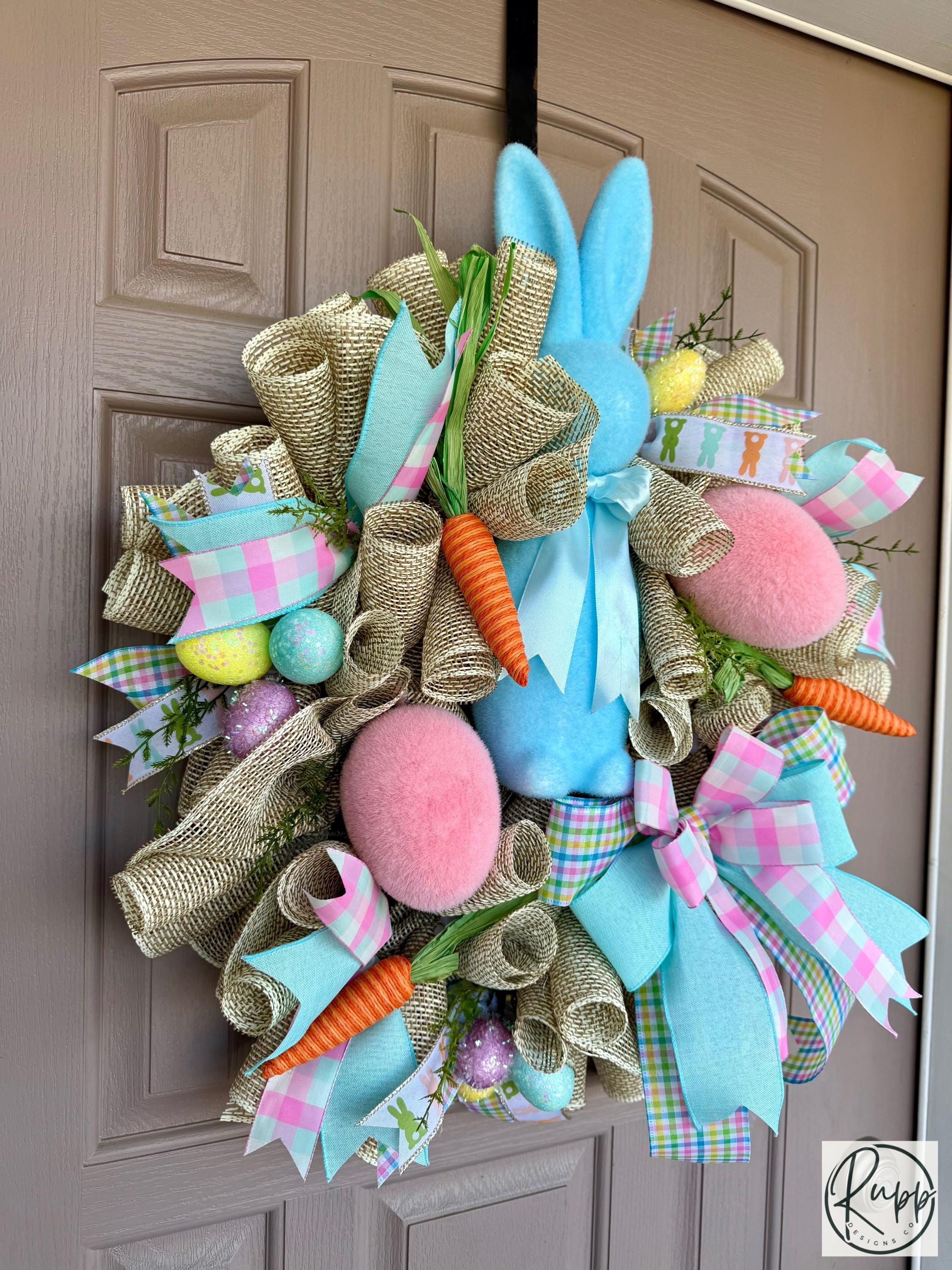 Easter Egg Wreath, Easter Front Door, Front Door Easter, Bunny Wreath ...