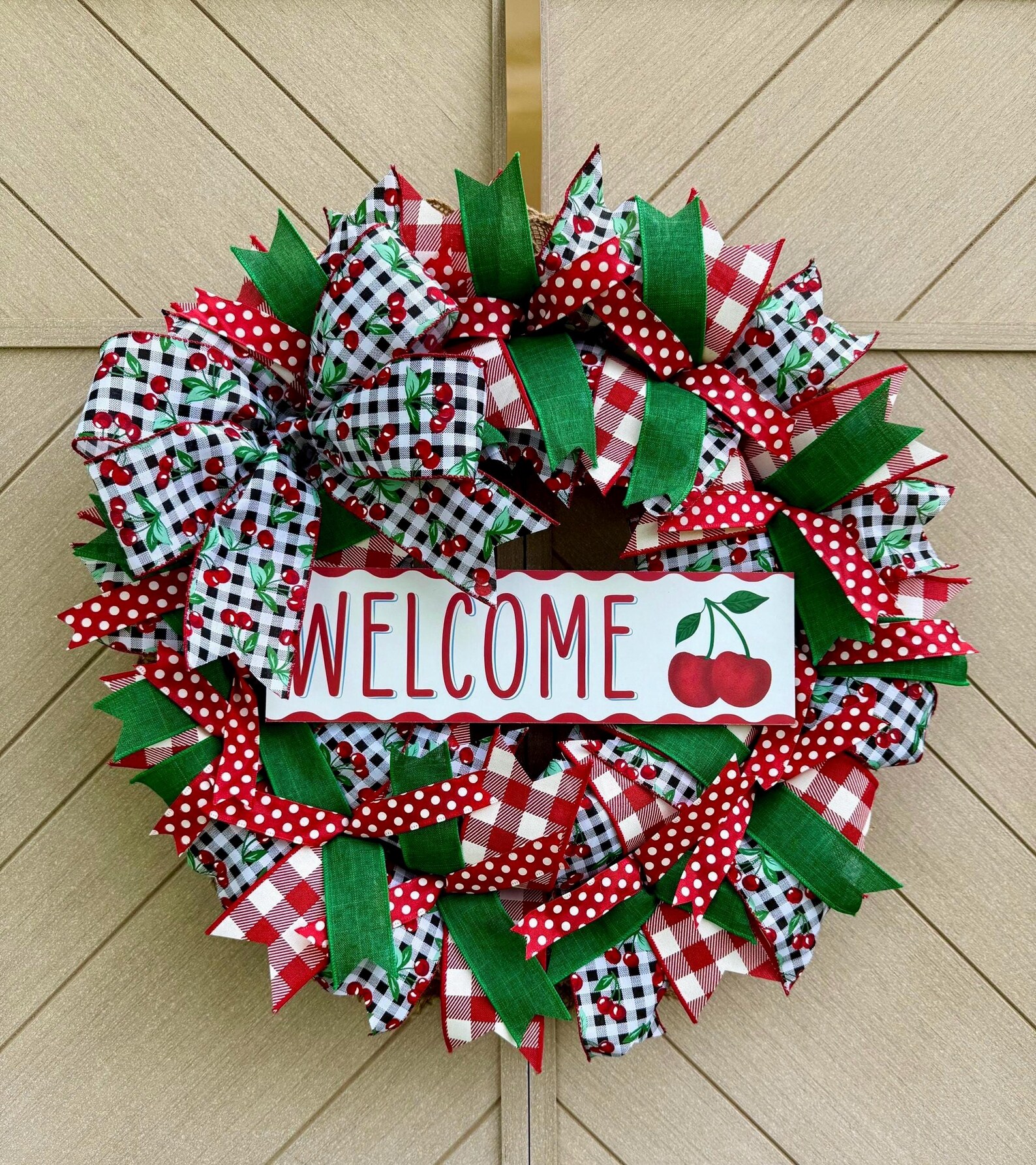Cherry Wreath, Summer Wreath, Cherry Decor, Front Door Wreath, Welcome ...