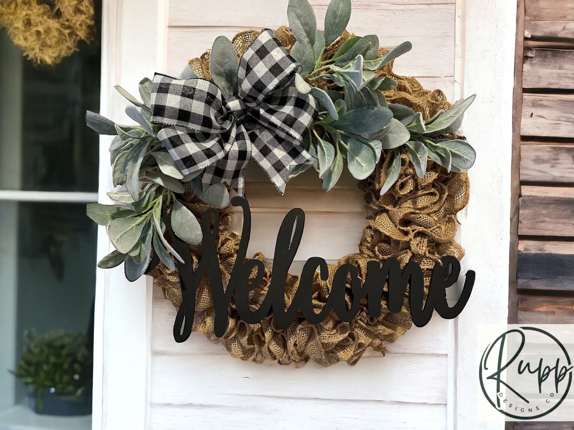 Front Door Wreath, Farmhouse Wreath, Burlap Wreath, Letter Wreath ...