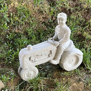 Large Garden Statue Large Boy on Tractor Concrete Outdoor Sculpture ...