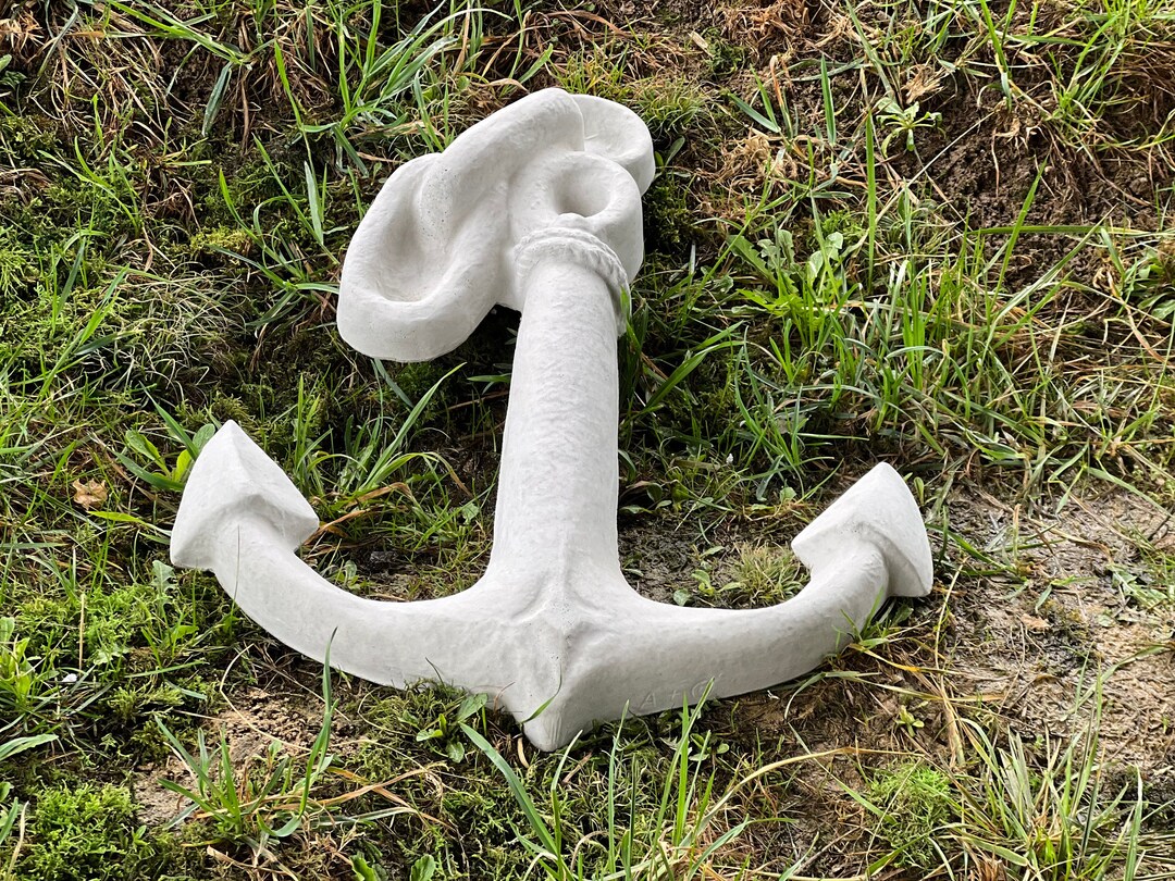 Anchor Wall Stone Statue Concrete Anchor Nautical Beach House Wall Art ...