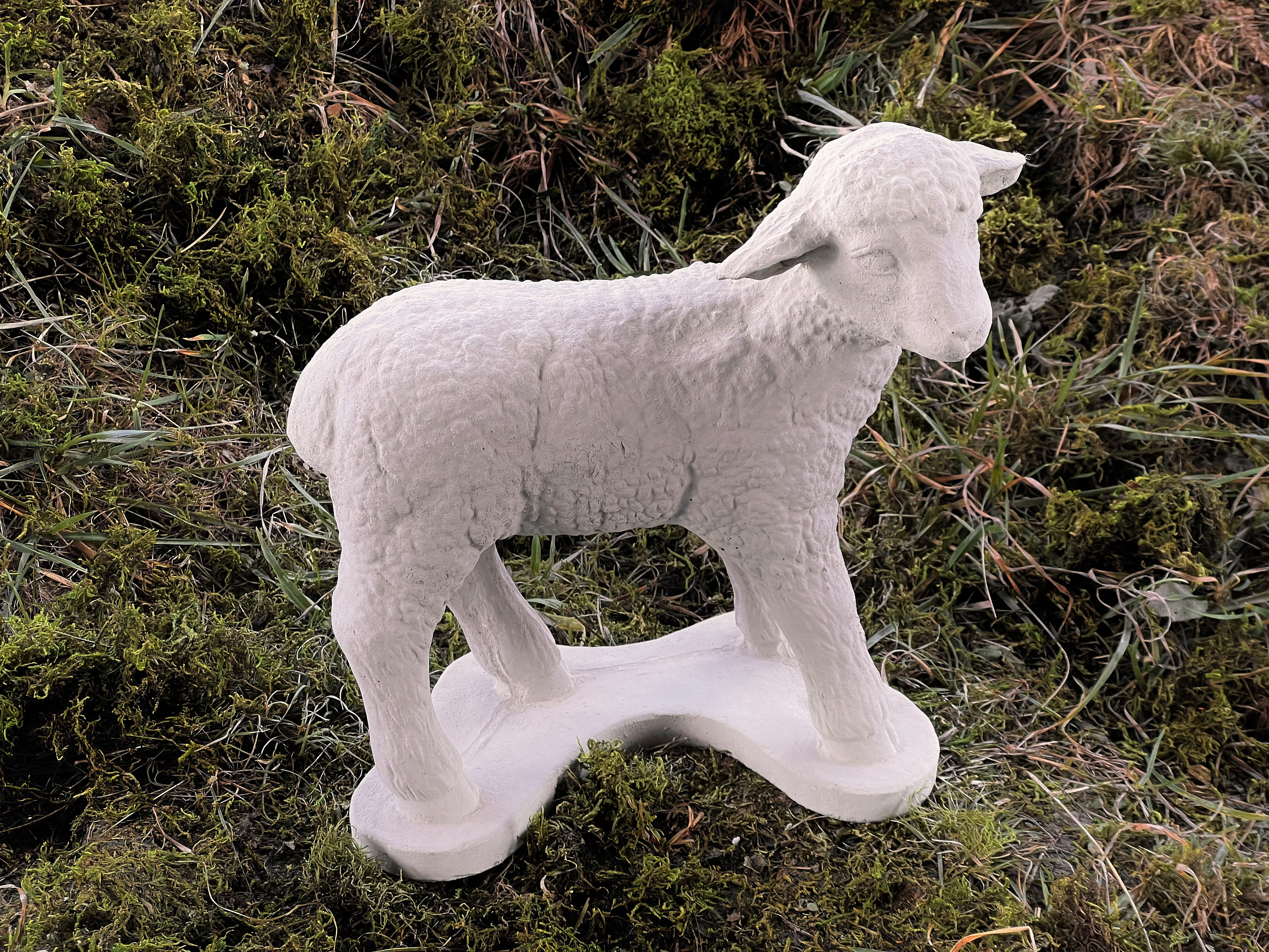 Stone Sheep Garden Statue Lamb Concrete Figurine Realistic Animal ...