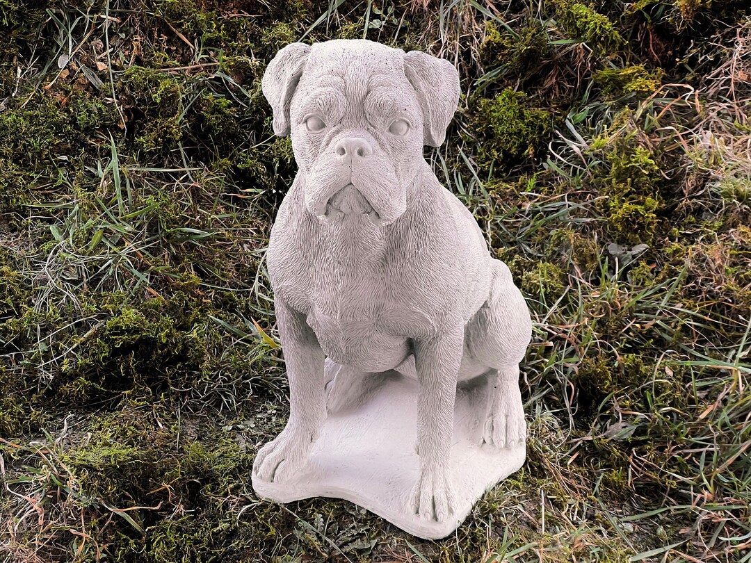 Boxer Garden Statue Outdoor Dog Sculpture Stone Pet Memorial Memorial ...