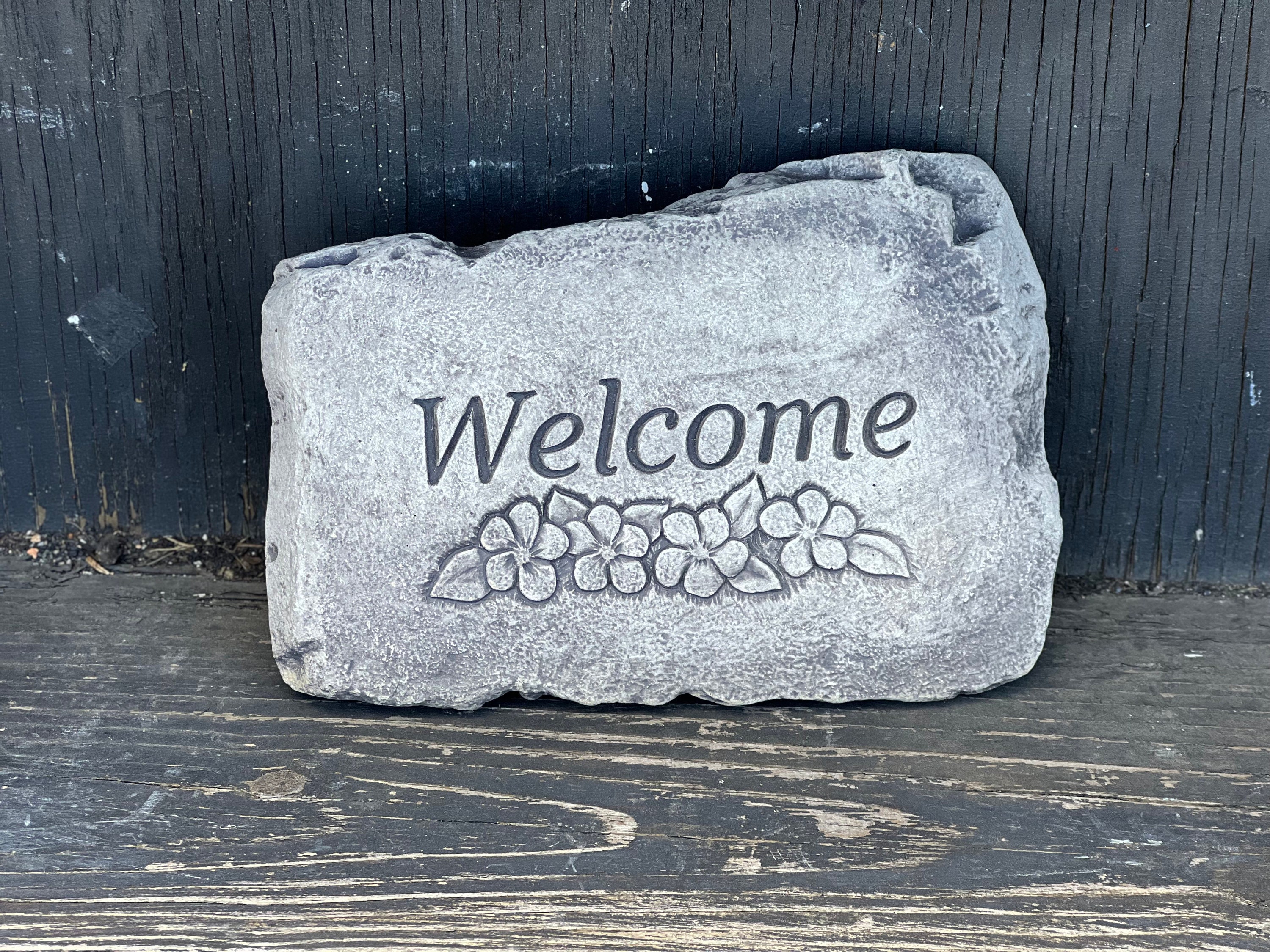 Welcome Statue Concrete Welcome Sign Figurine Engraved Stone Farmhouse ...