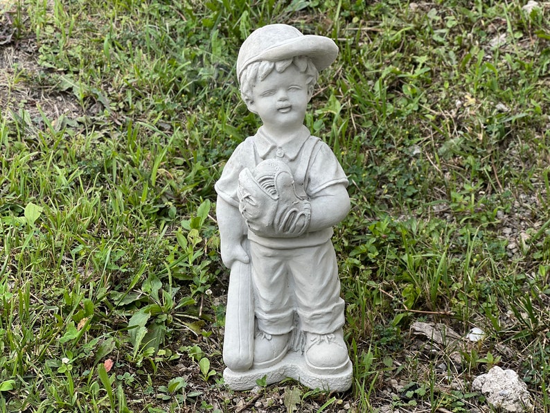 Baseball Billy Statue 19" Concrete Boy Sculpture Realistic Child ...