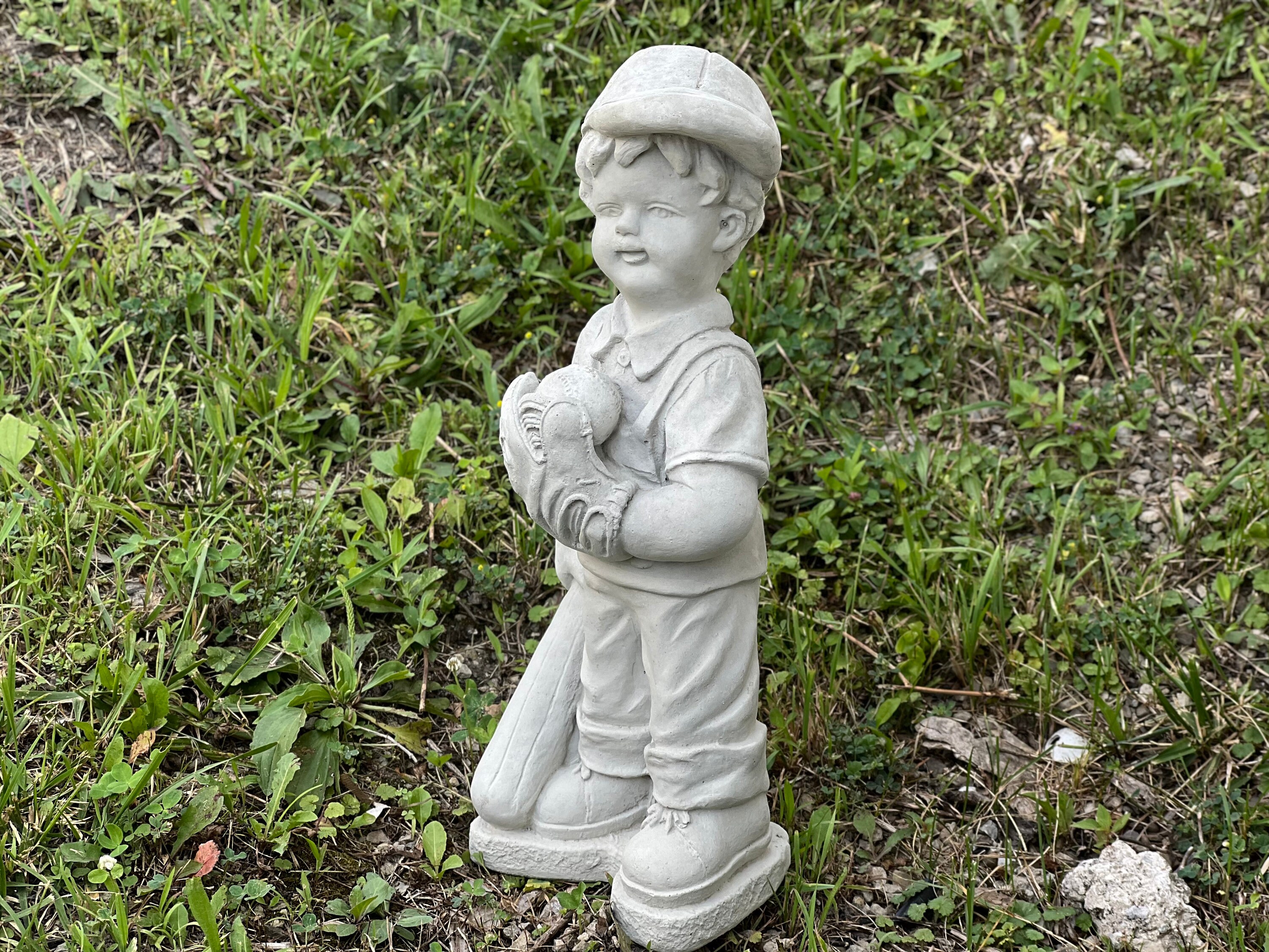 Baseball Billy Statue 19" Concrete Boy Sculpture Realistic Child ...
