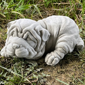 Stone Shar Pei Statue Concrete Sharpei Figurine Memorial Pet Sculpture ...