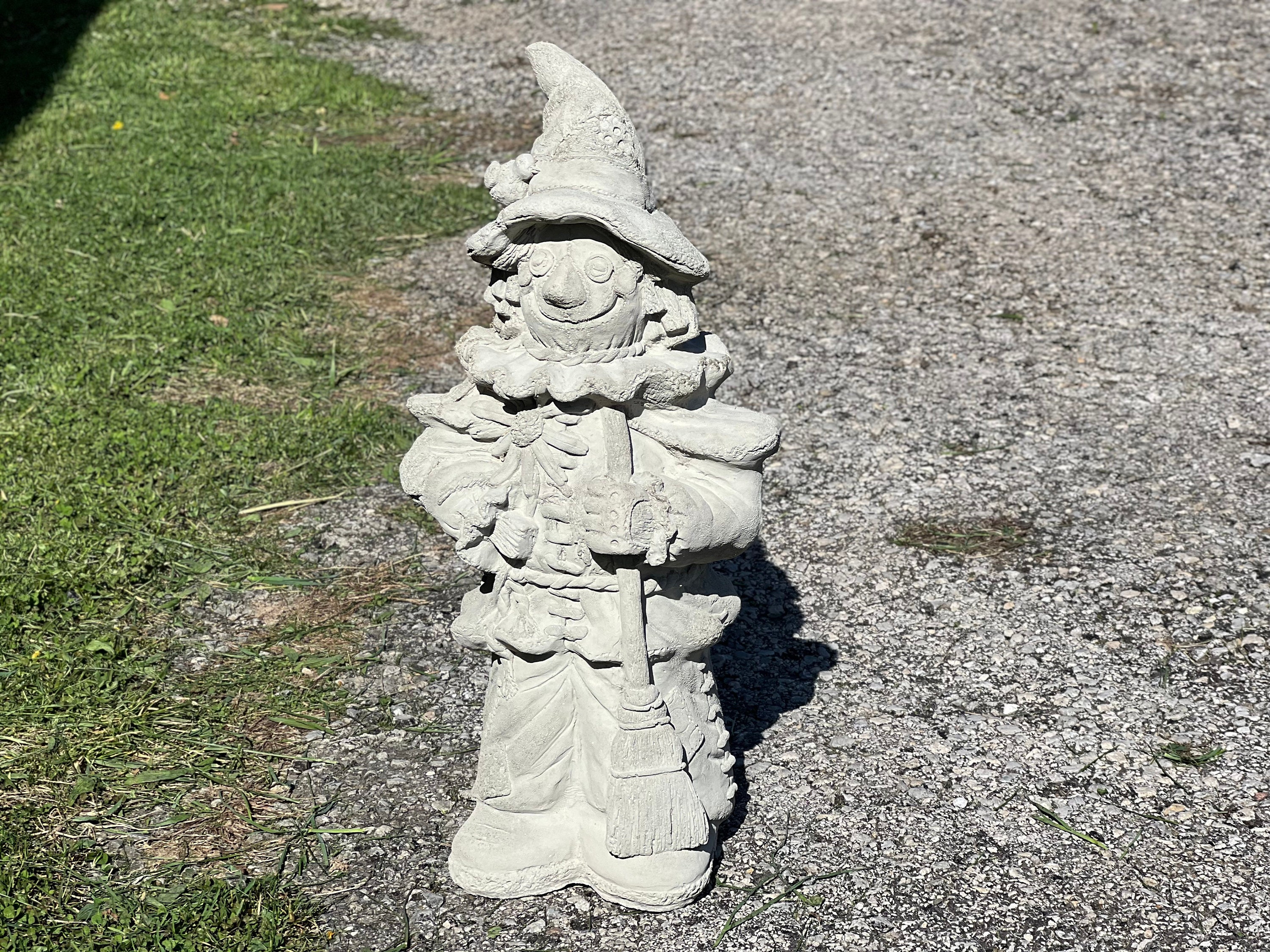 Massive 29" Scarecrow Sculpture Concrete Farm Decor Garden Statue ...