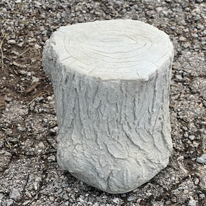 Wood Stump Concrete Statue 12" Tree Stump Sculpture Pedestal Cement ...