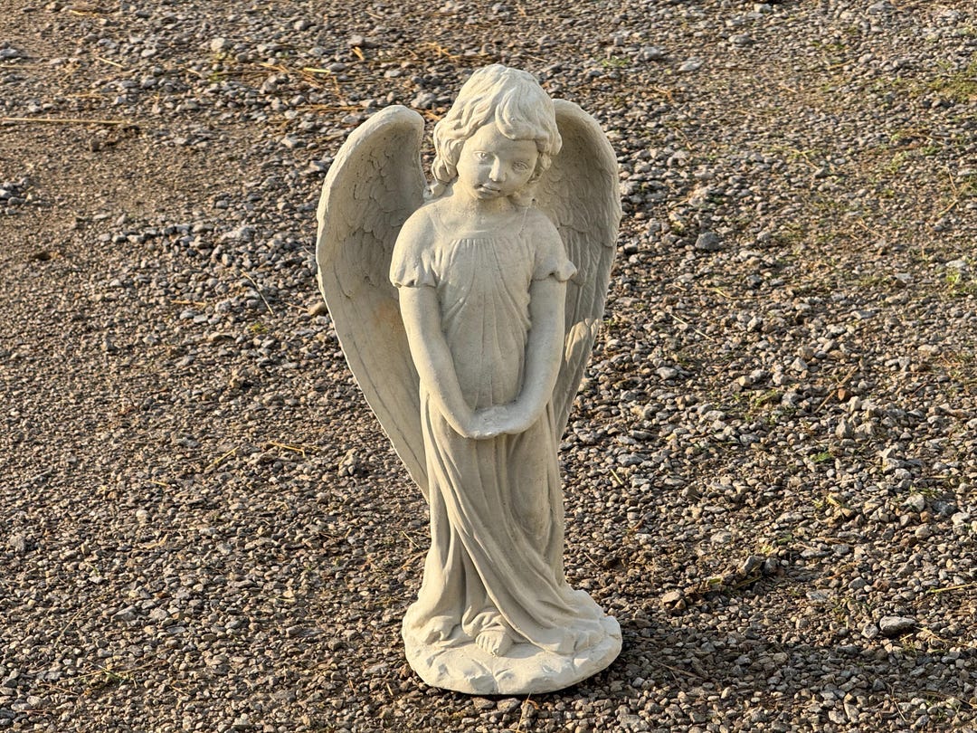 Concrete Garden Angel Statue – Praying Memorial Sculpture for Cemetery ...