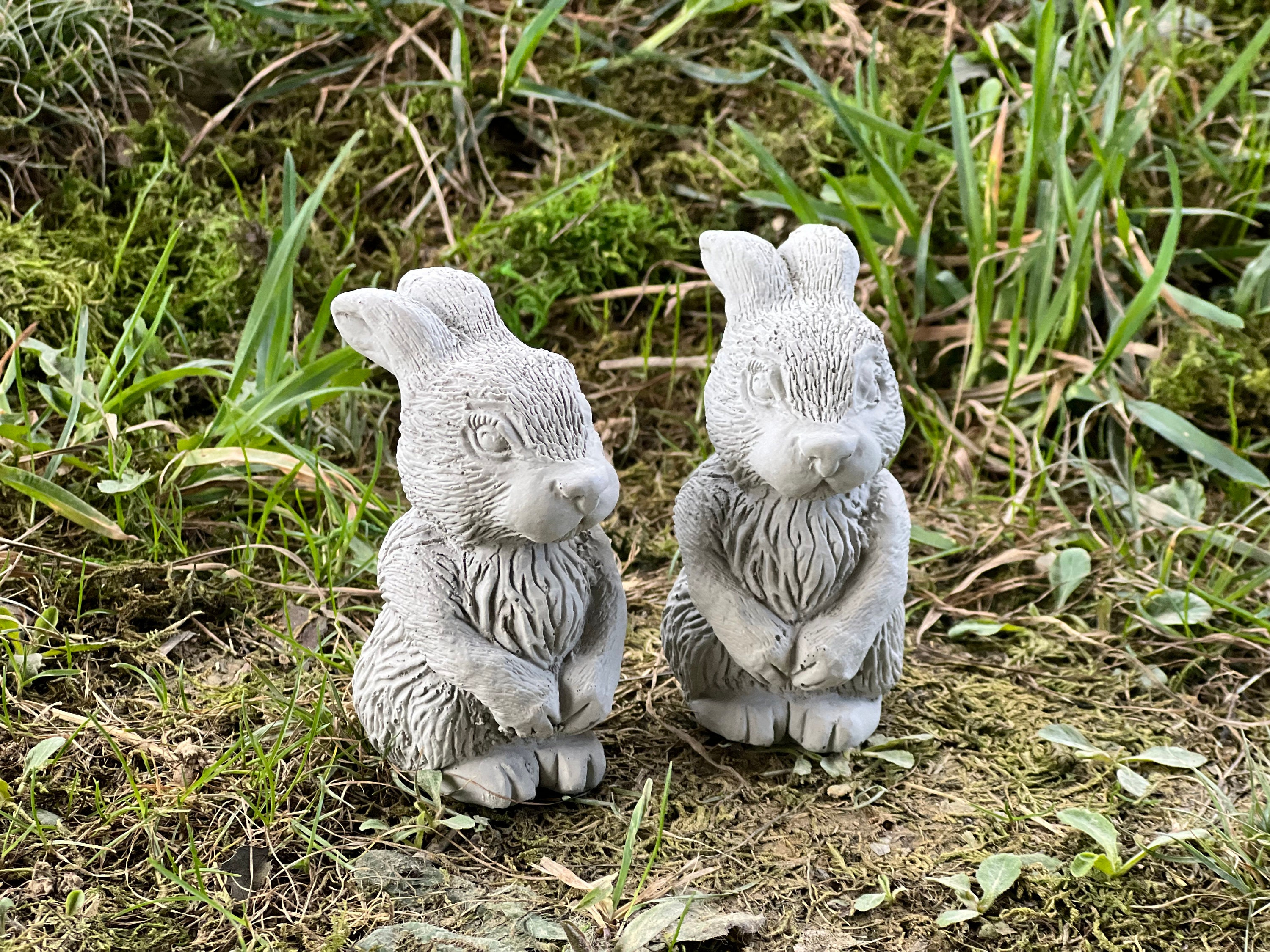 Rabbits Concrete Figurines Rabbit Bunny Garden Figurine Outdoor Stone ...