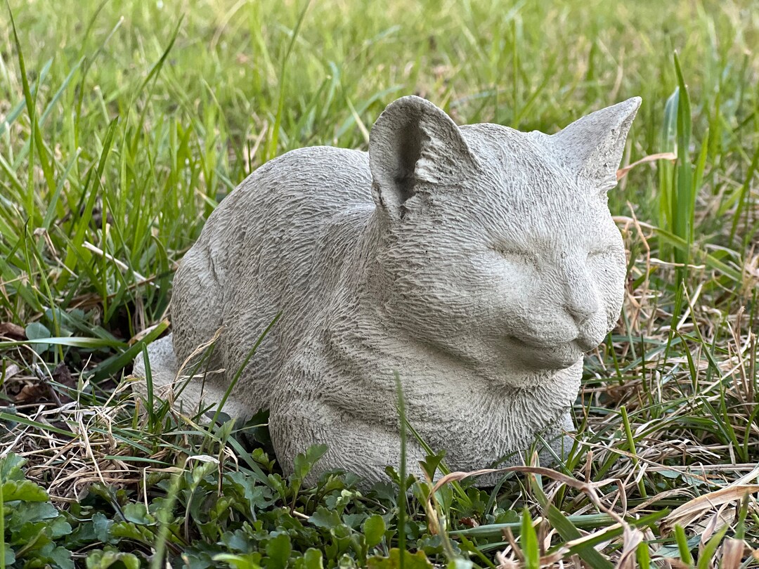 Cat Memorial Concrete Statue Garden Realistic Cat Figurine Pet Lover ...