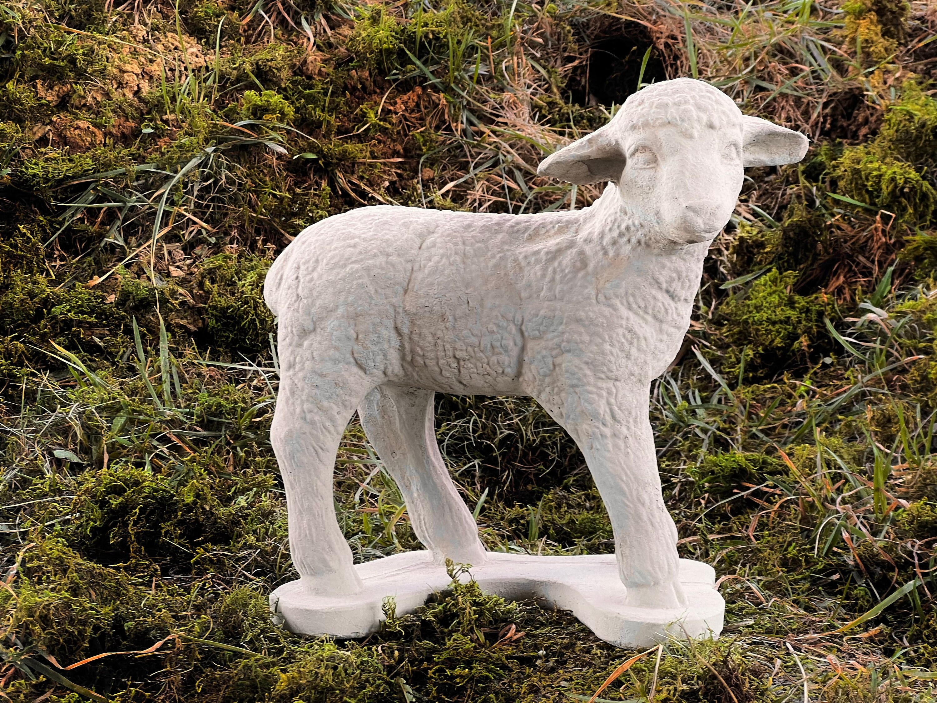 Stone Sheep Garden Statue Lamb Concrete Figurine Realistic Animal ...