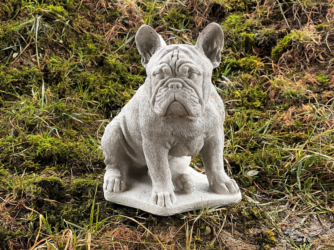 French Bulldog Statue Frenchie Dog Memorial Pet Sculpture Cement Dog ...