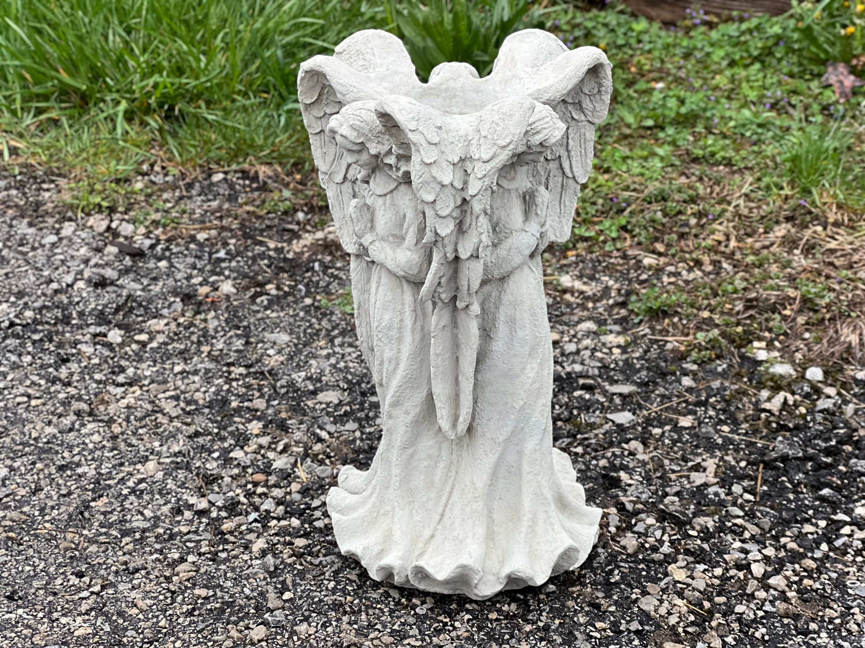 Garden Angels Statue Concrete Three Angels Sculpture Cherub Stone ...