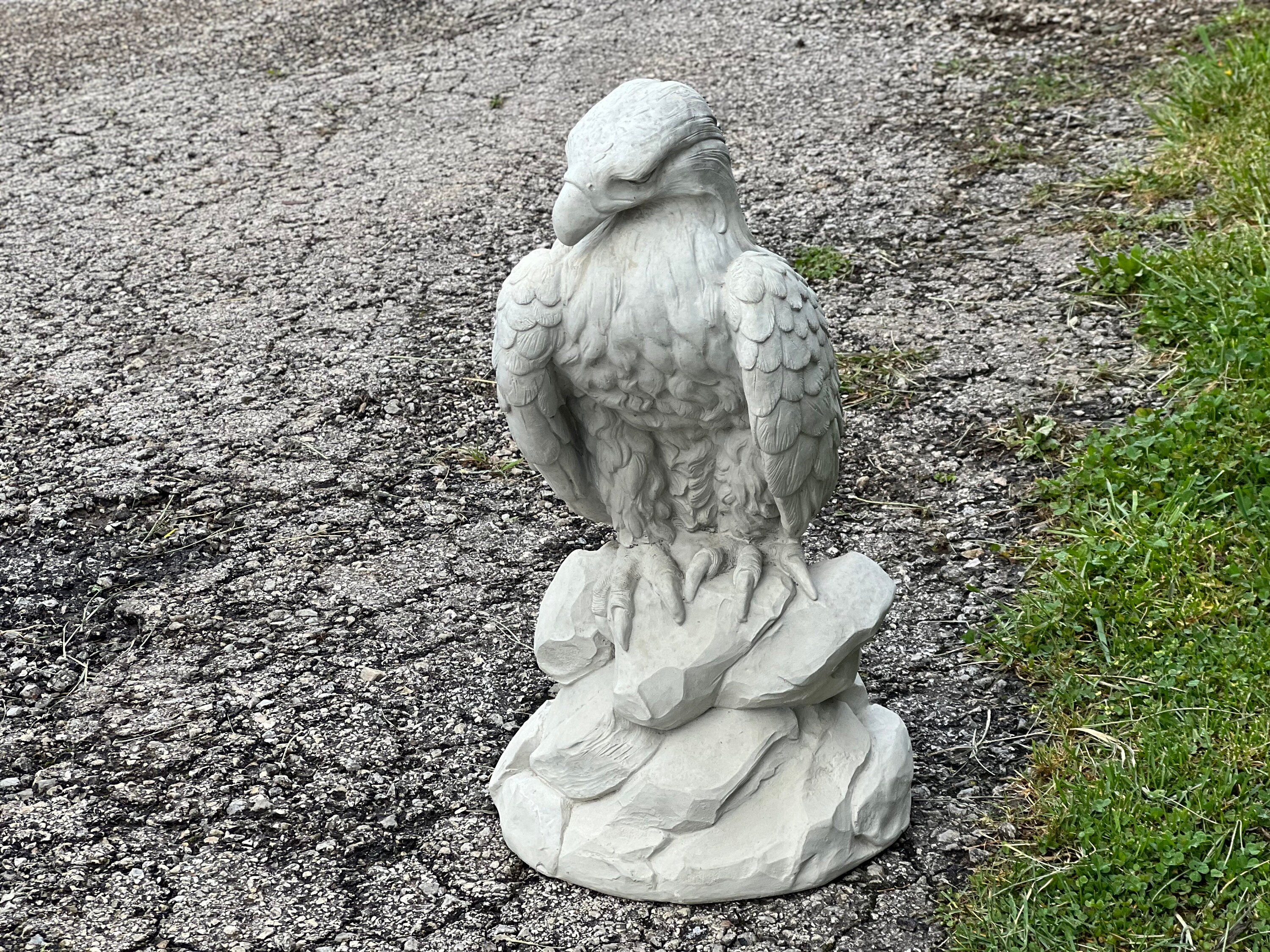 Massive Stone Eagle Statue 30" American Eagle Concrete Sculpture Garden ...