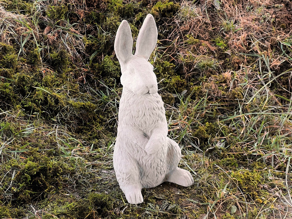 Standing Rabbit Statuary With Big Ears Concrete Bunny Rabbit Garden ...