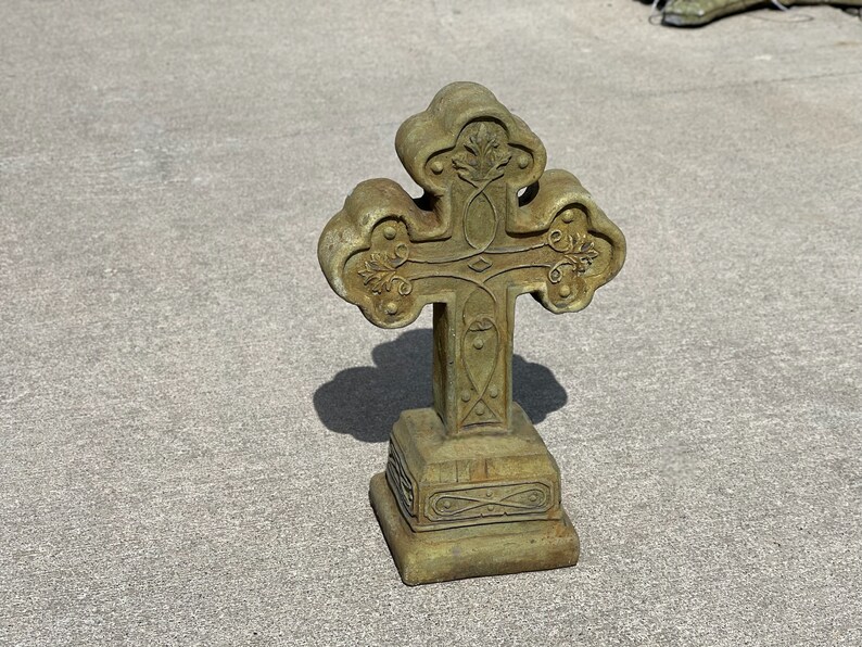 Concrete Cross Garden Statue Christian Religious Outside Stone Grave ...