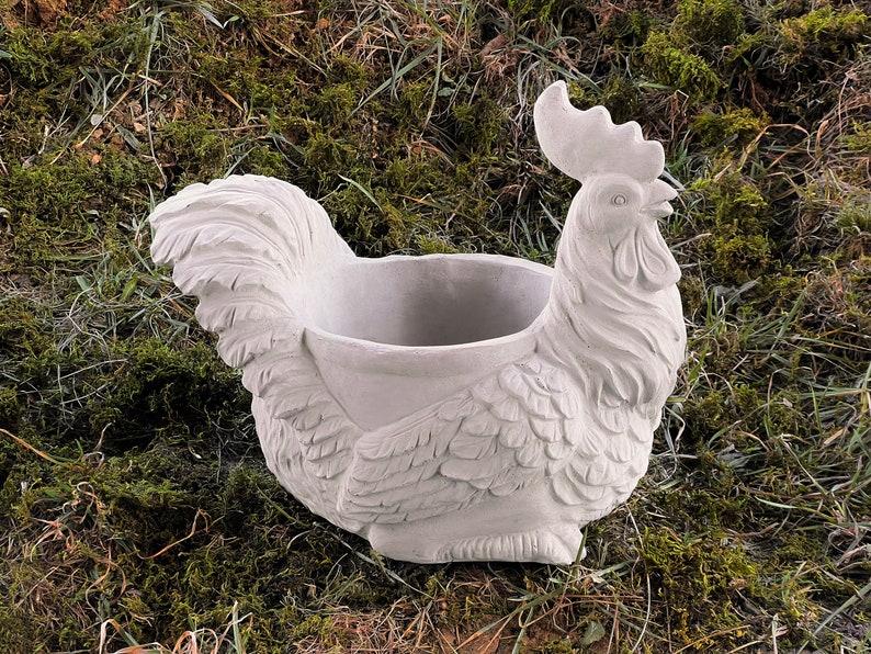 Concrete Rooster Statue Large 17 Flower Pot Chicken Pot Figurine ...