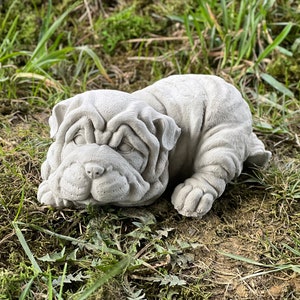 Stone Shar Pei Statue Concrete Sharpei Figurine Memorial Pet Sculpture ...