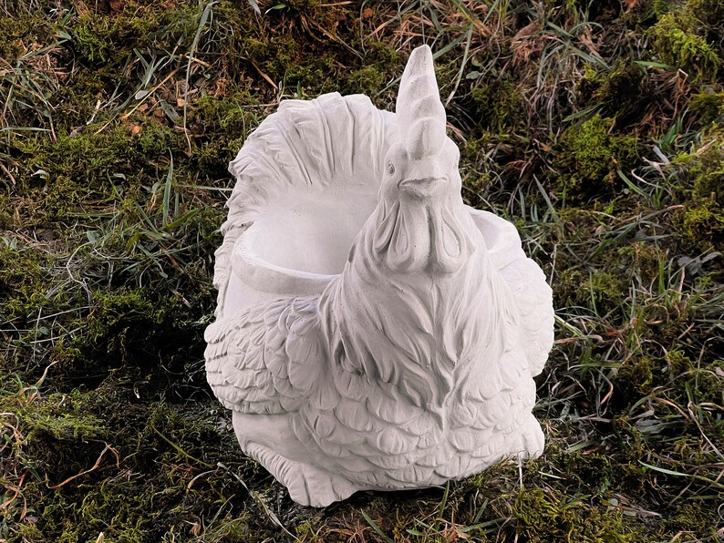 Concrete Rooster Statue Large 17 Flower Pot Chicken Pot Figurine ...