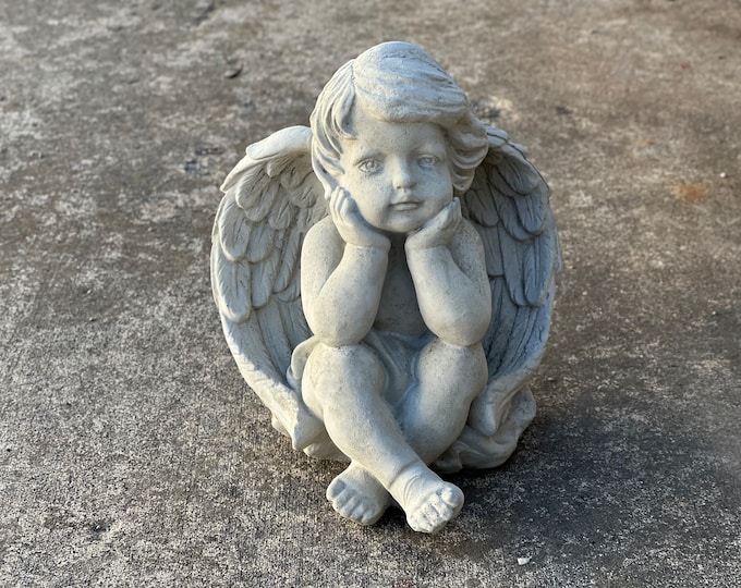 Cute Angel Stone Sculpture Garden Memorial Decoration Concrete Angel ...