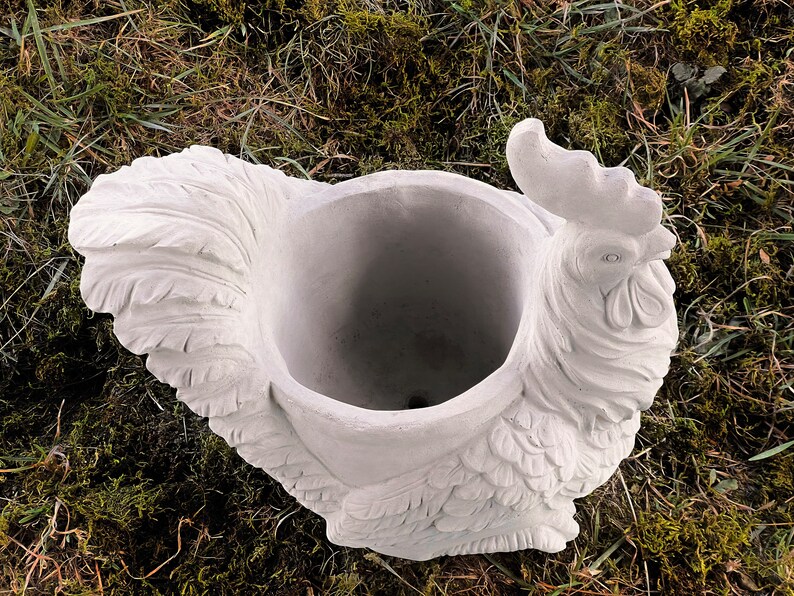Concrete Rooster Statue Large 17 Flower Pot Chicken Pot Figurine ...