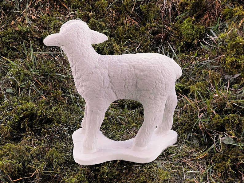 Stone Sheep Garden Statue Lamb Concrete Figurine Realistic Animal ...