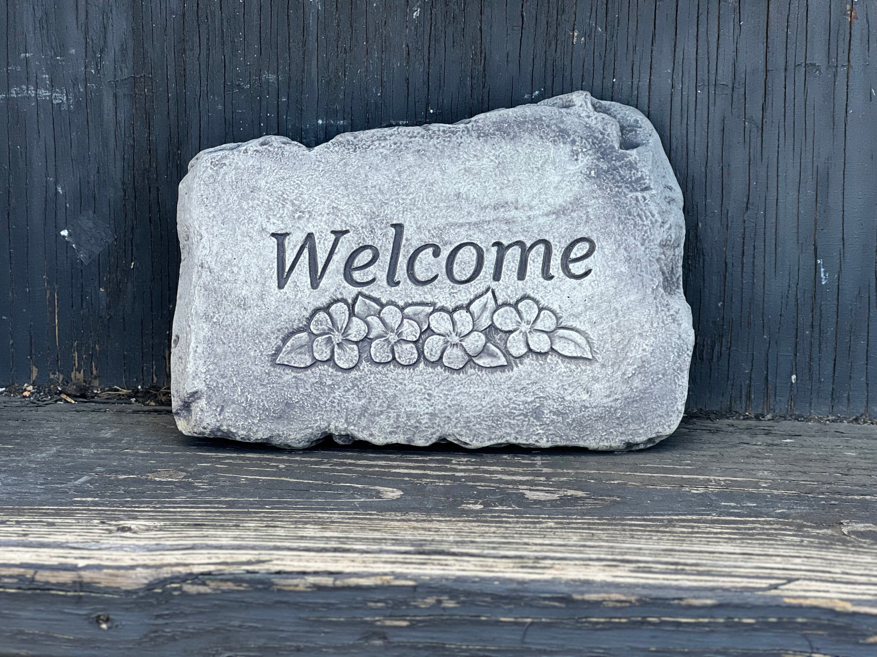 Welcome Statue Concrete Welcome Sign Figurine Engraved Stone Farmhouse ...