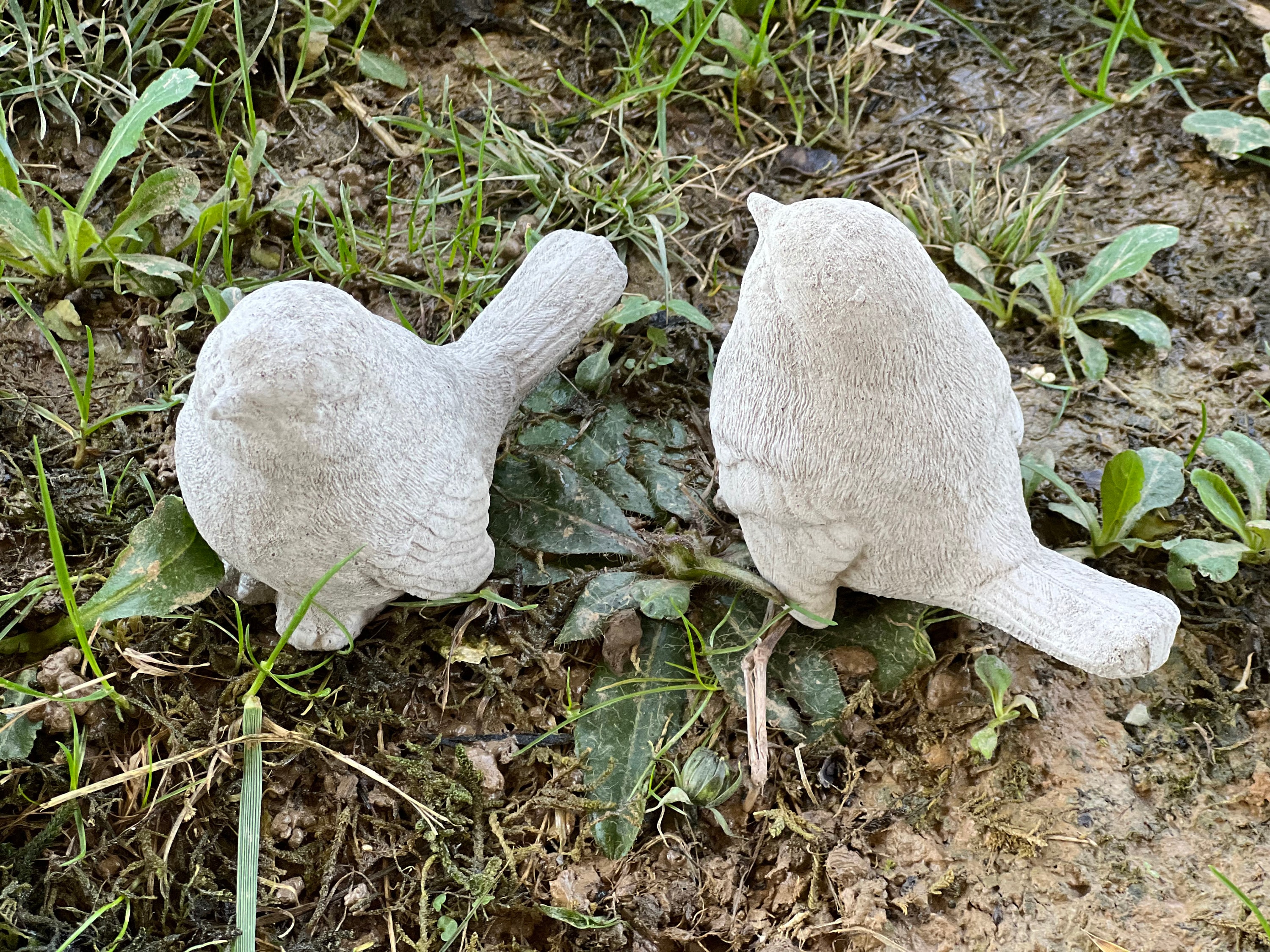 Two Birds Figurines Pair Concrete Bird Statue Little Birds Figures ...