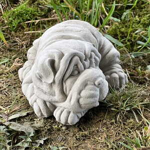 Stone Shar Pei Statue Concrete Sharpei Figurine Memorial Pet Sculpture ...