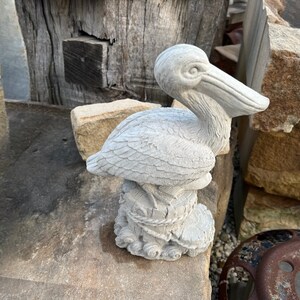 Pelican Statue 13" Cement Detailed Pelican Garden Sculpture Stone Bird ...