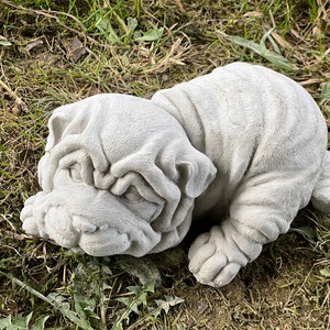 Stone Shar Pei Statue Concrete Sharpei Figurine Memorial Pet Sculpture ...