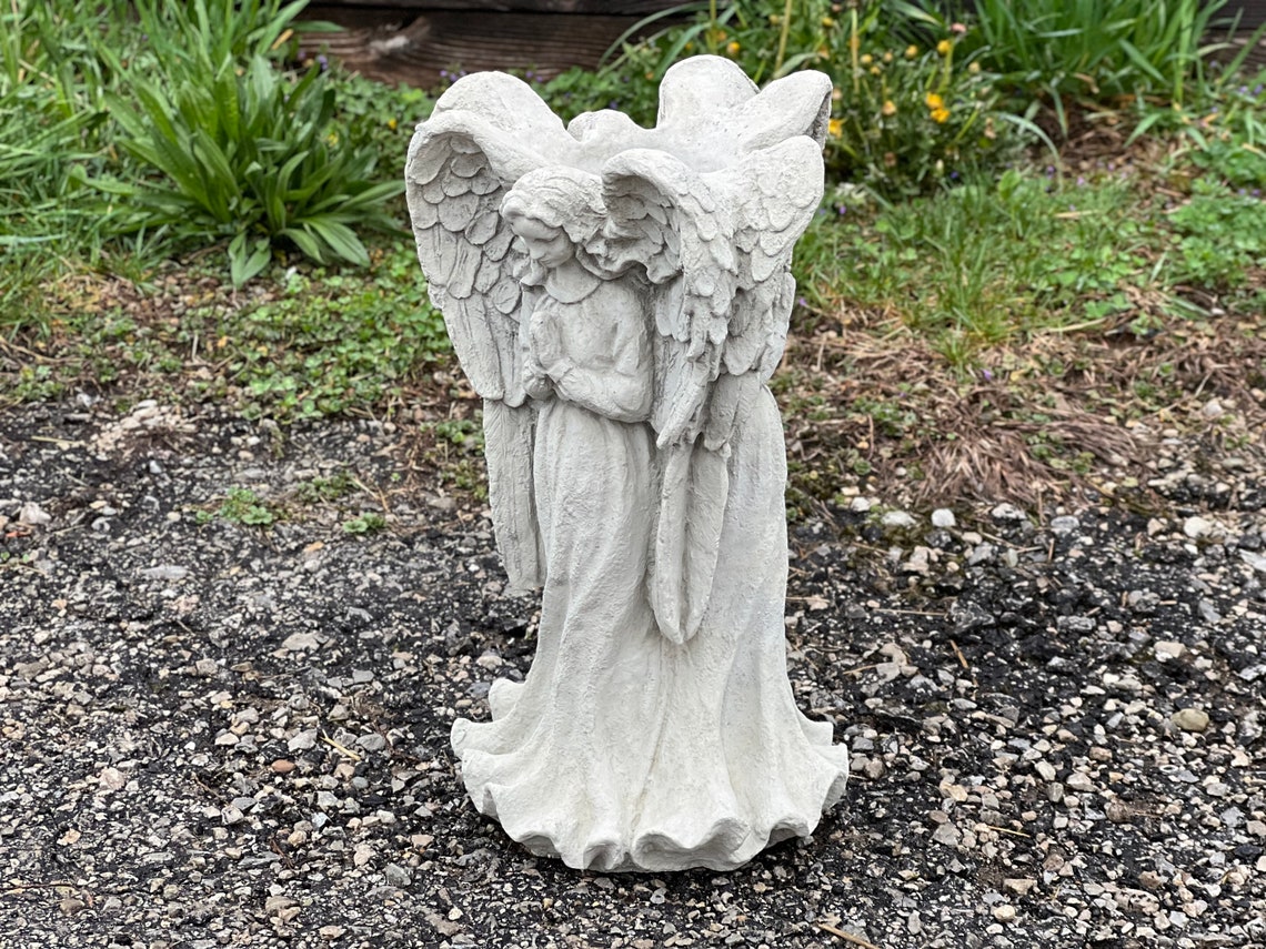 Garden Angels Statue Concrete Three Angels Sculpture Cherub Stone ...