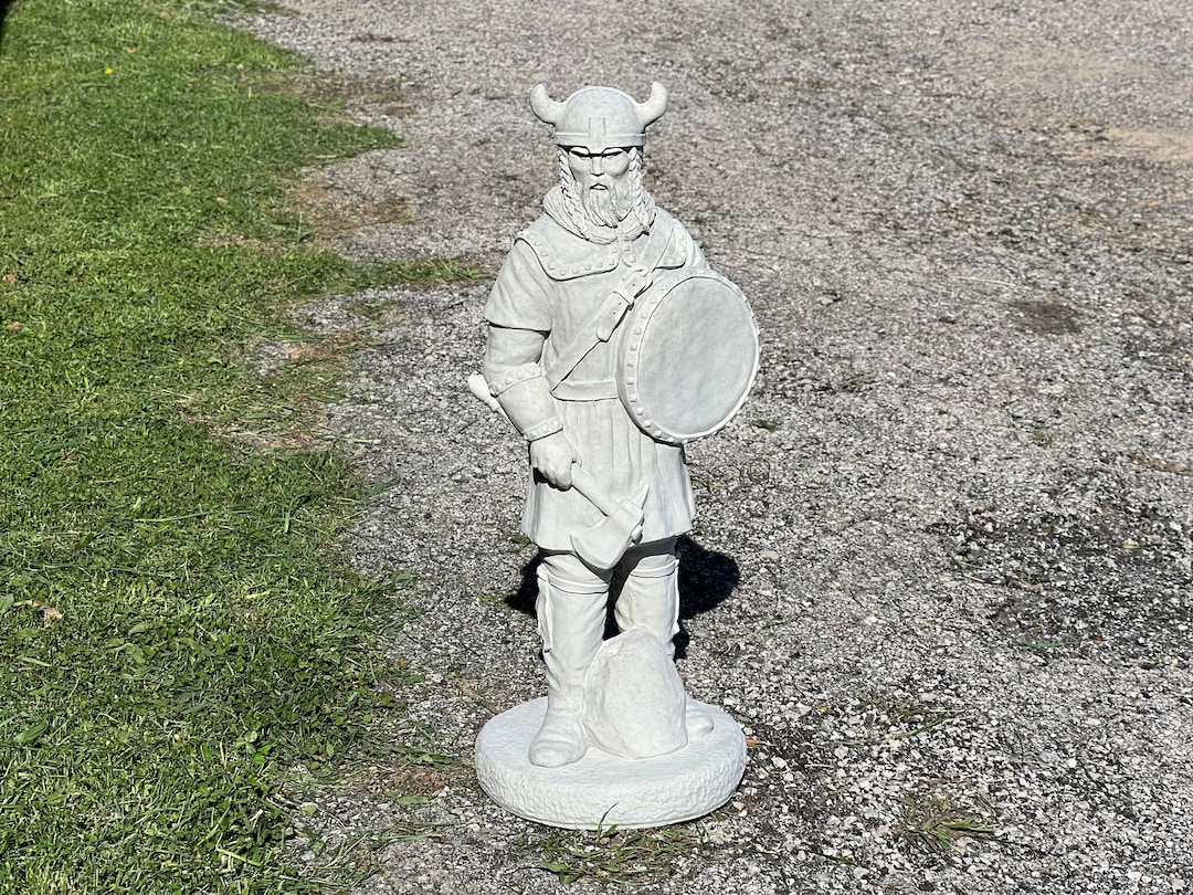 Large Viking Statue 37" Garden Stone Scandinavian Sculpture Outdoor ...