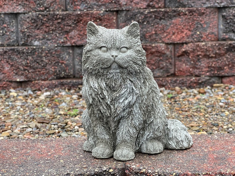 Large Cat Garden Sculpture Concrete Outdoor Stone Kitty Statue Memorial ...